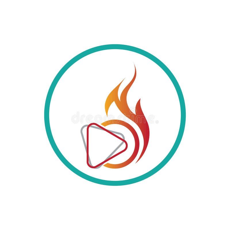 Fire and Play Button Logo Design Template Stock Vector - Illustration ...