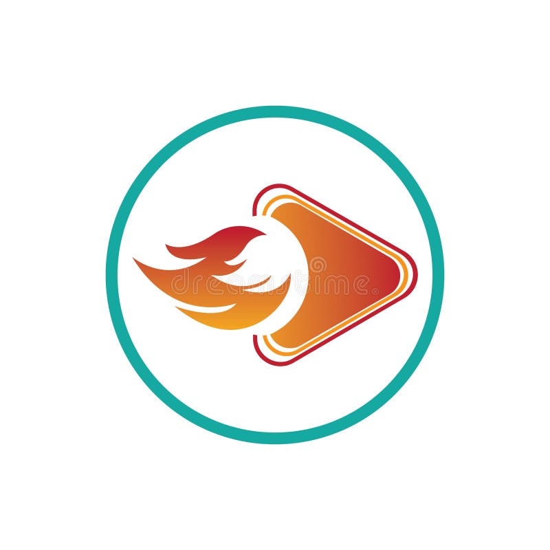 Fire and Play Button Logo Design Template Stock Vector - Illustration ...