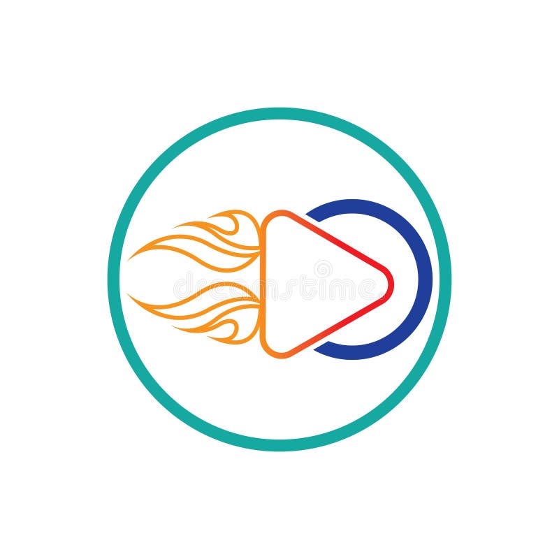 Fire and Play Button Logo Design Template Stock Vector - Illustration ...