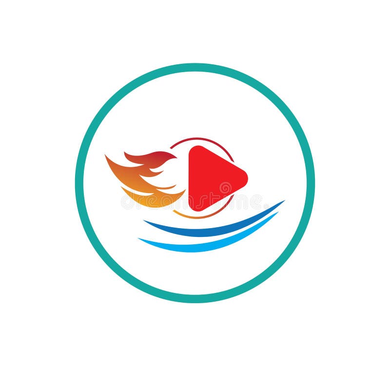 Fire and Play Button Logo Design Template Stock Vector - Illustration ...