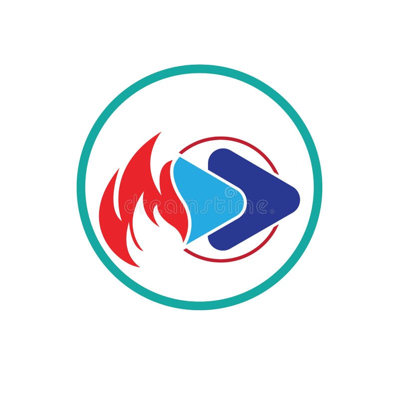 Fire and Play Button Logo Design Template Stock Vector - Illustration ...