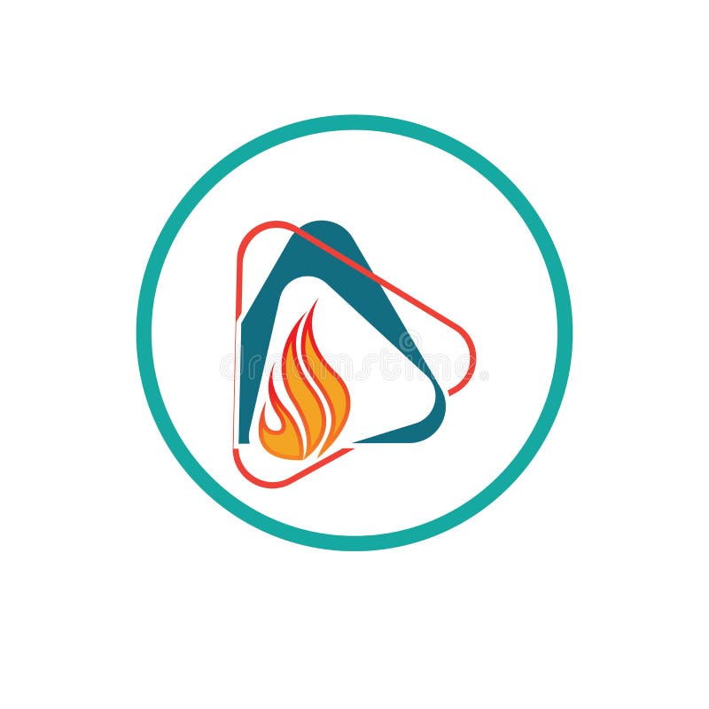 Fire and Play Button Logo Design Template Stock Vector - Illustration ...