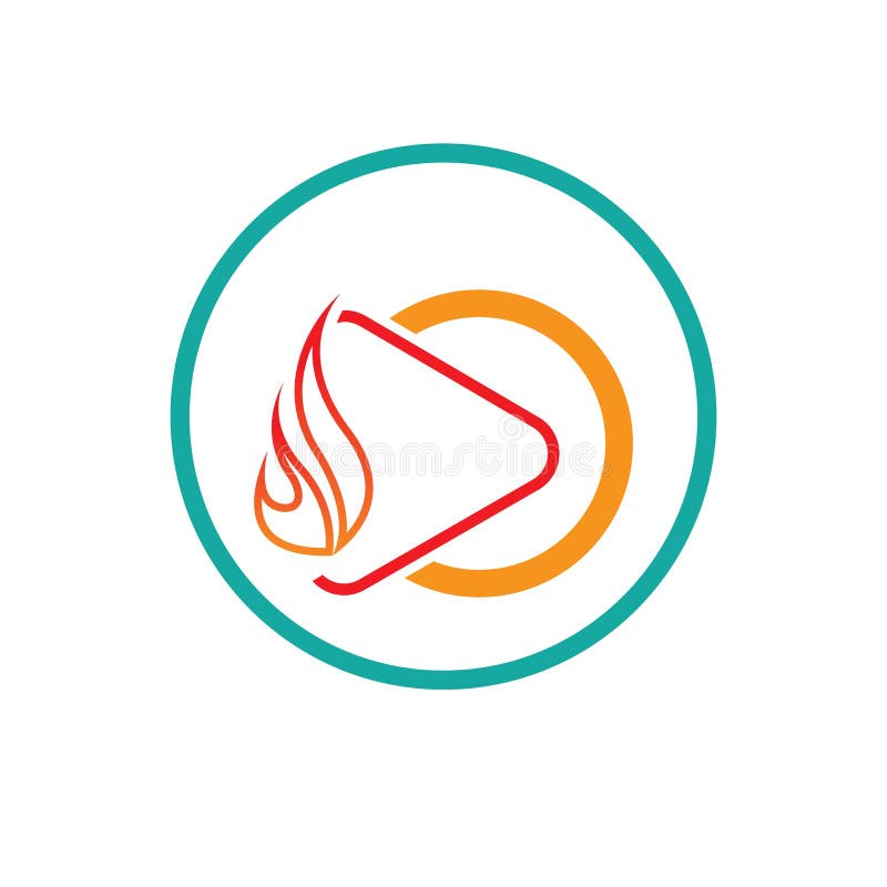 Fire and Play Button Logo Design Template Stock Vector - Illustration ...