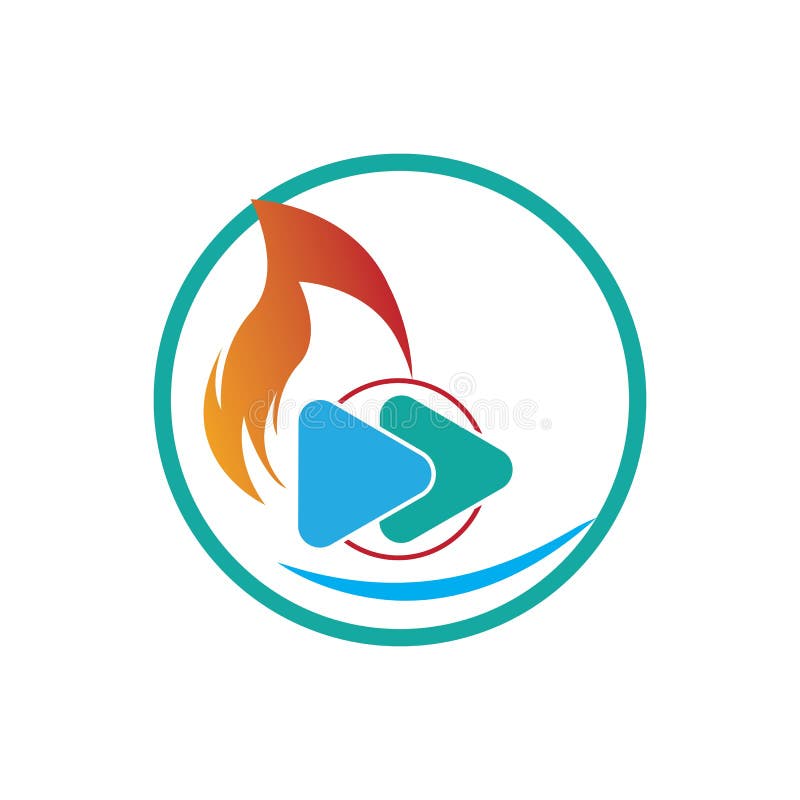 Fire and Play Button Logo Design Template Stock Vector - Illustration ...