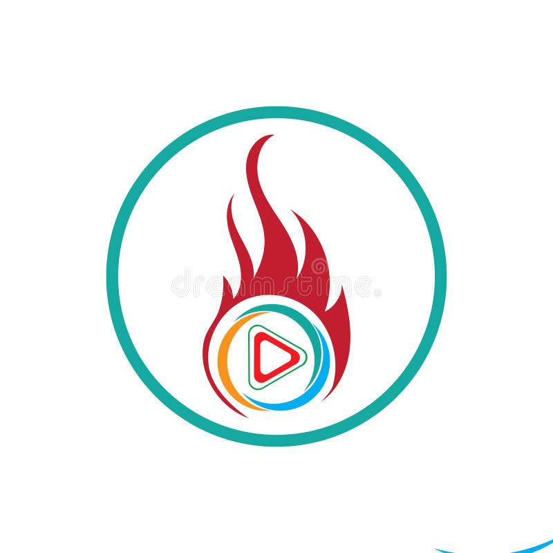 Fire and Play Button Logo Design Template Stock Vector - Illustration ...