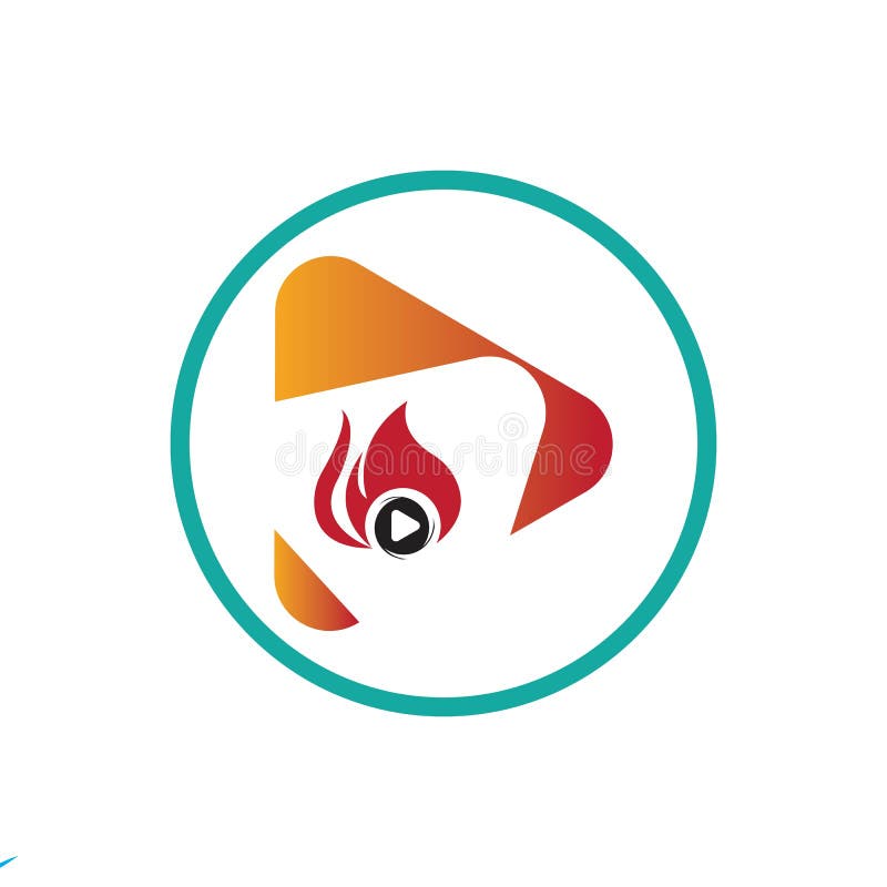 Fire and Play Button Logo Design Template Stock Vector - Illustration ...
