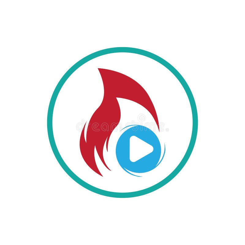 Fire and Play Button Logo Design Template Stock Vector - Illustration ...
