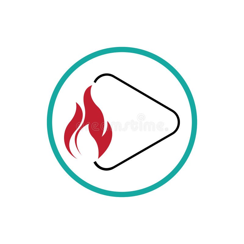 Fire and Play Button Logo Design Template Stock Vector - Illustration ...