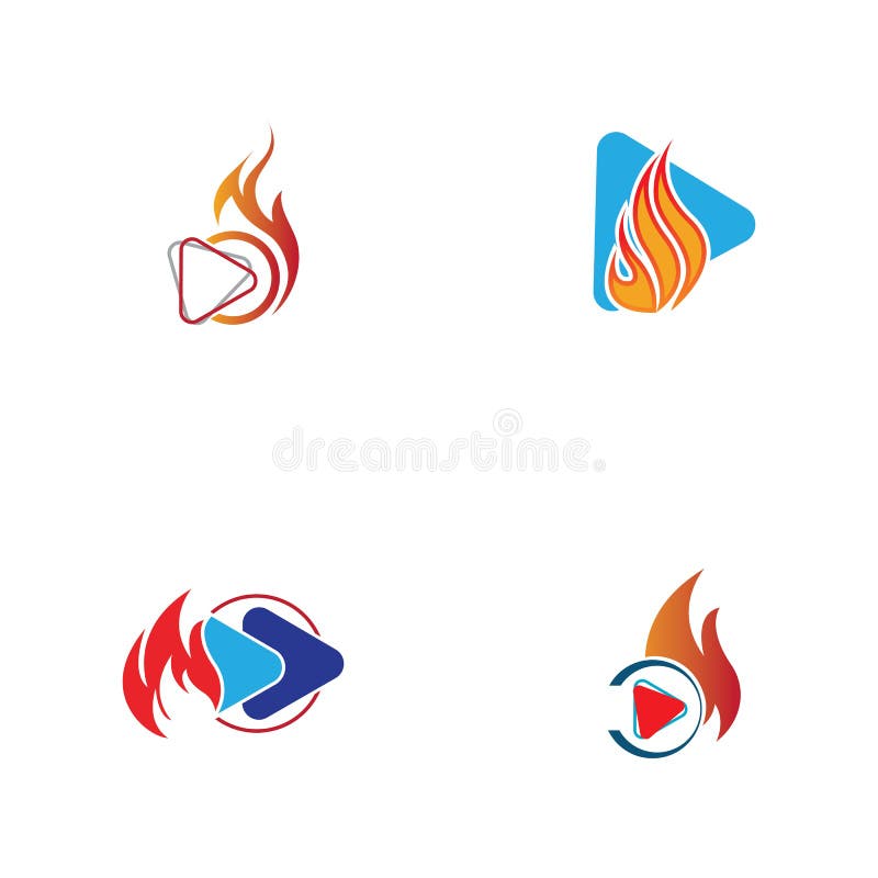 Fire and Play Button Logo Design Template Stock Vector - Illustration ...