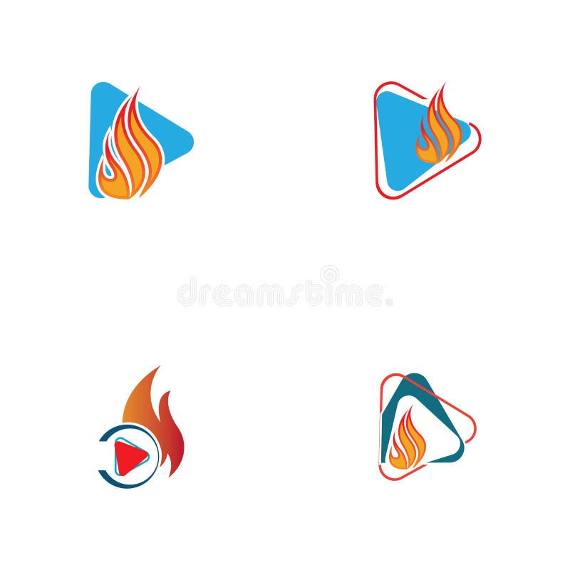 Fire and Play Button Logo Design Template Stock Vector - Illustration ...