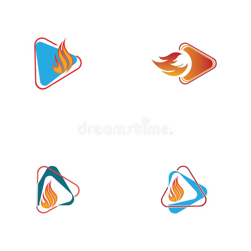 Fire and Play Button Logo Design Template Stock Vector - Illustration ...