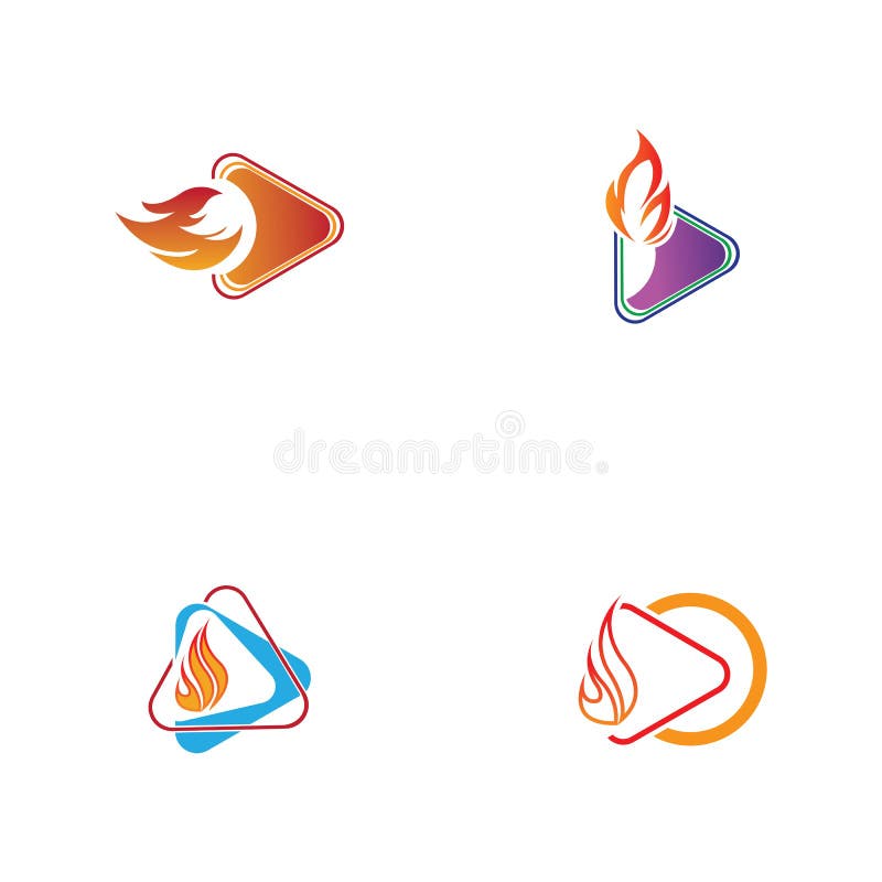 Fire and Play Button Logo Design Template Stock Vector - Illustration ...