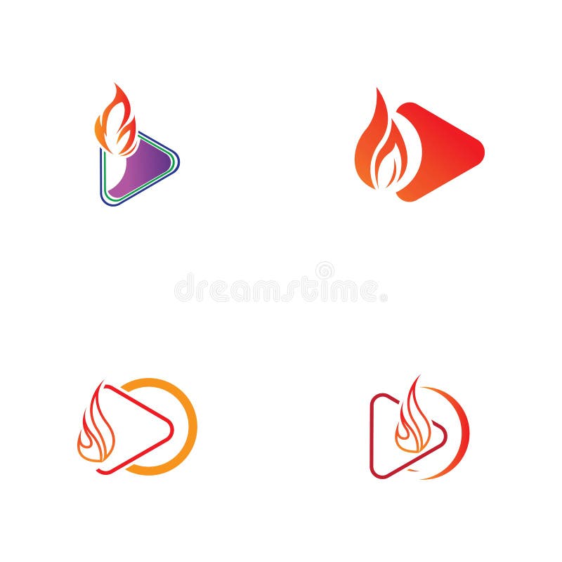 Fire and Play Button Logo Design Template Stock Vector - Illustration ...