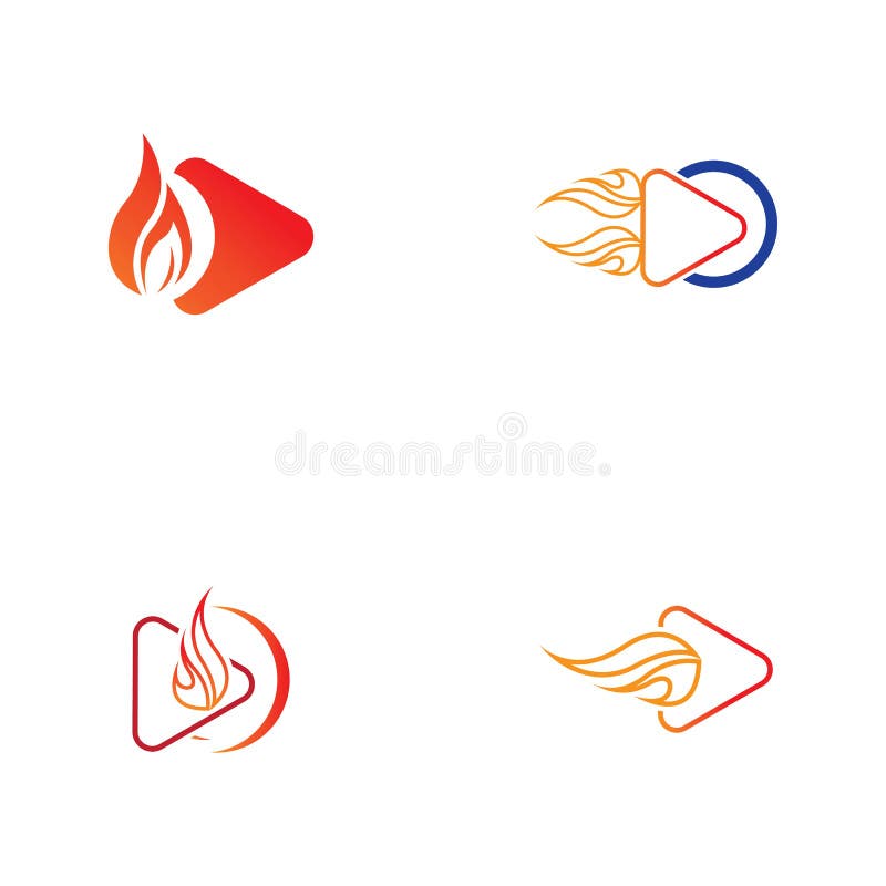 Fire and Play Button Logo Design Template Stock Vector - Illustration ...