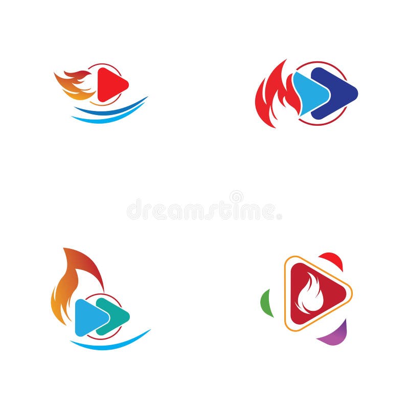 Fire and Play Button Logo Design Template Stock Vector - Illustration ...