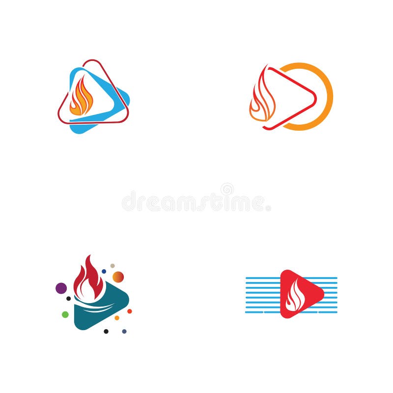 Fire and Play Button Logo Design Template Stock Vector - Illustration ...