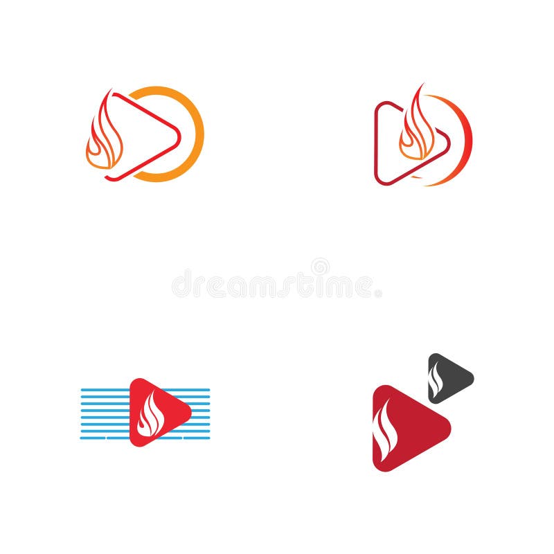 Fire and Play Button Logo Design Template Stock Vector - Illustration ...
