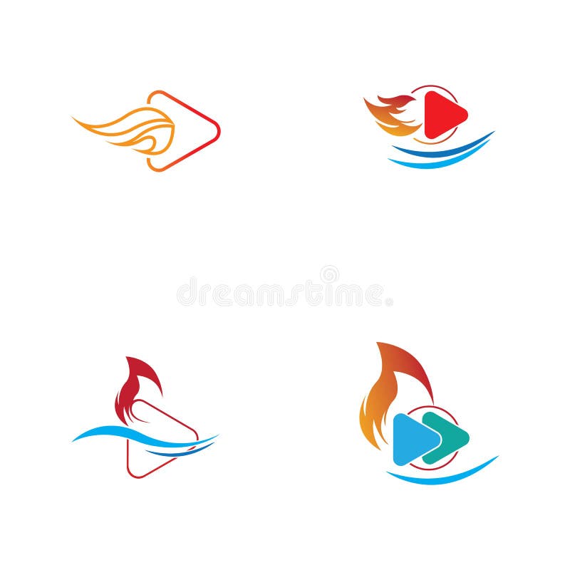 Fire and Play Button Logo Design Template Stock Vector - Illustration ...