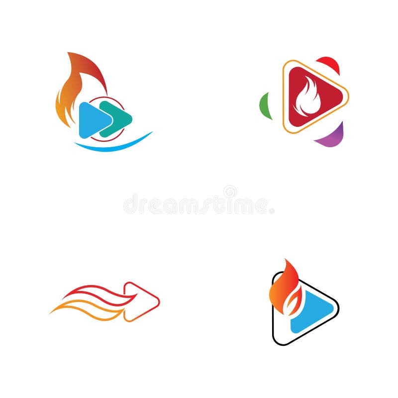 Fire and Play Button Logo Design Template Stock Vector - Illustration ...