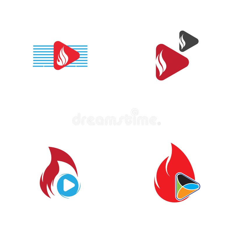 Fire and Play Button Logo Design Template Stock Vector - Illustration ...