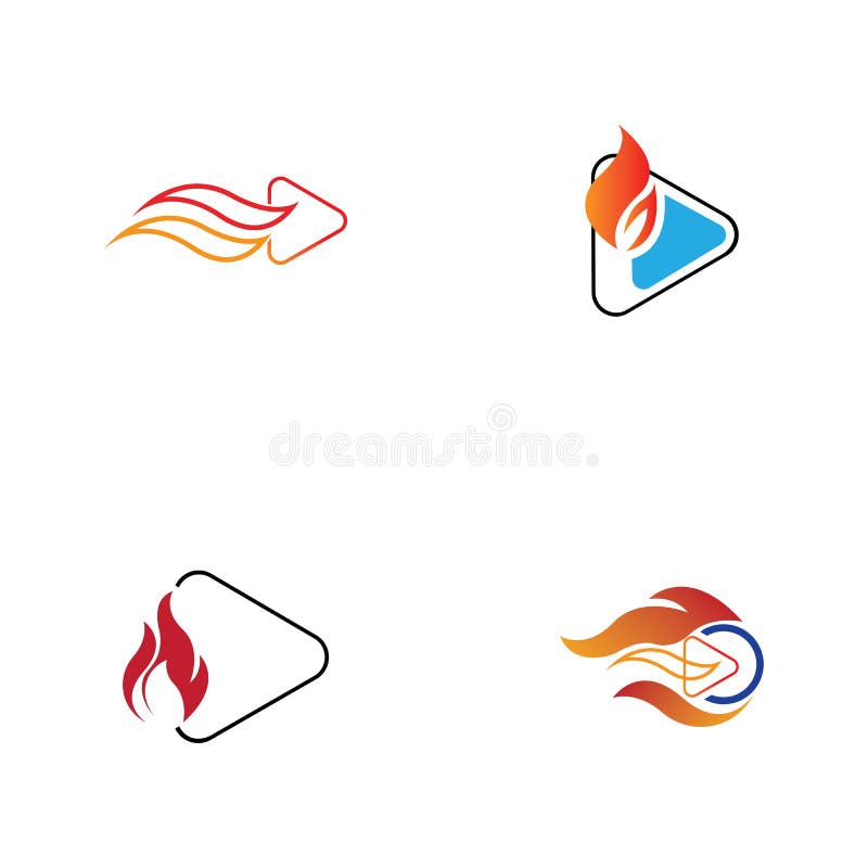 Fire and Play Button Logo Design Template Stock Vector - Illustration ...
