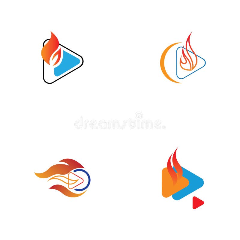 Fire and Play Button Logo Design Template Stock Vector - Illustration ...