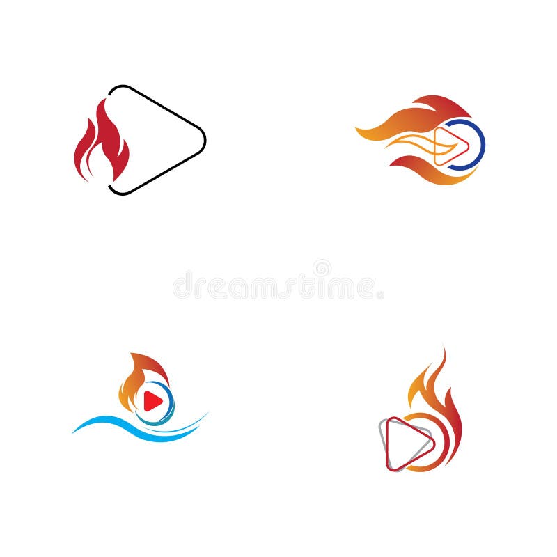 Fire and Play Button Logo Design Template Stock Vector - Illustration ...