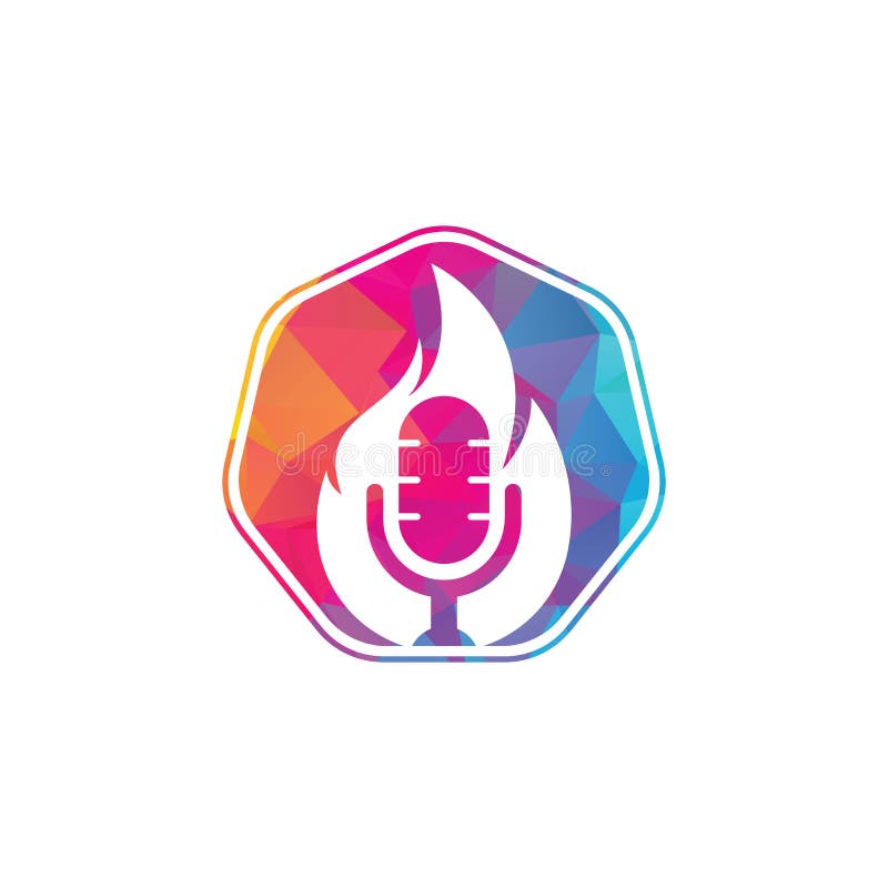 Fire Podcast Logo Design Template. Editorial Stock Image - Illustration ...