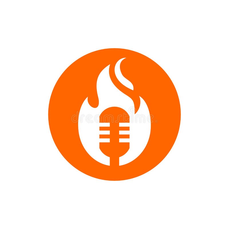 Microphone and Fire Flame Logo Template, Burning Mic Icon Stock Vector ...