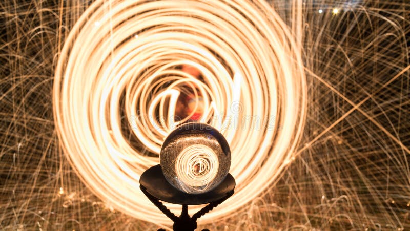 Fire Poi, Flaming Steel Wool Spinning Editorial Photo - Image of ...