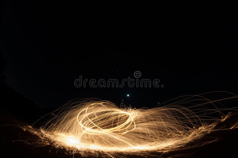 Fire Poi / Spinning Steel Wool Stock Photo - Image of metal, meteor ...