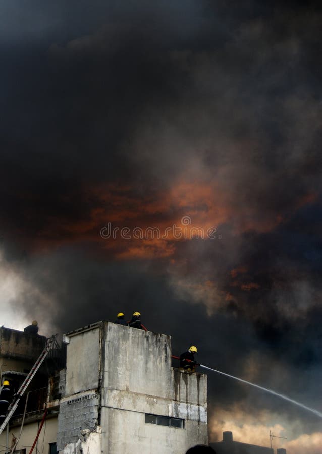 Fire in Port Louis stock photo. Image of duty, helmet - 21840668