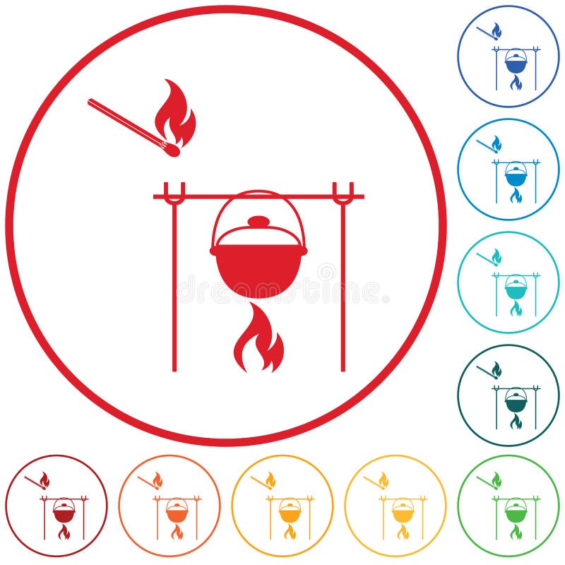 Fire and pot icon stock vector. Illustration of cooking - 127622300