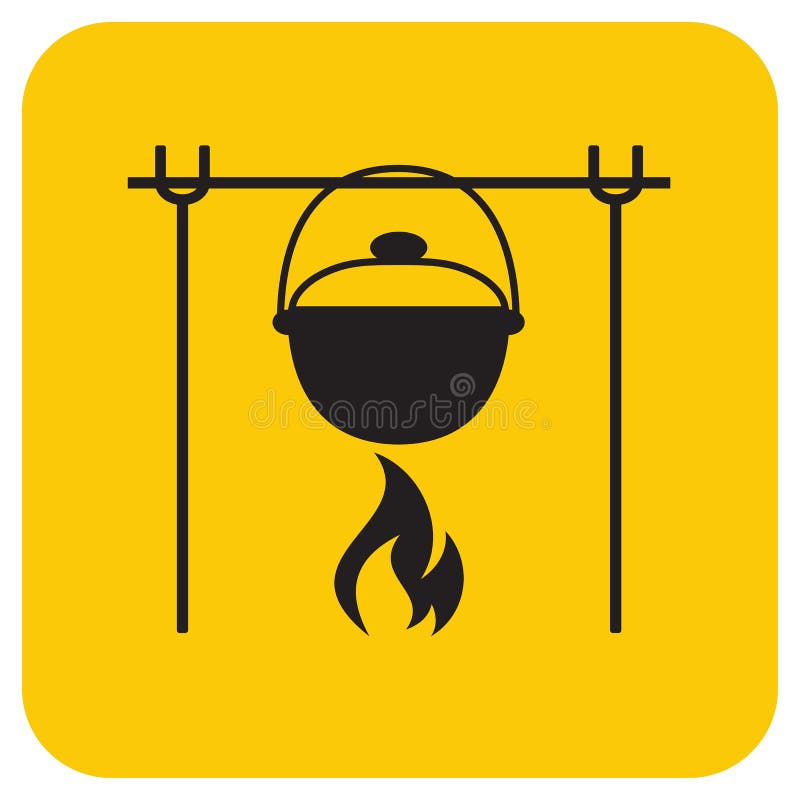 Fire and pot icon stock vector. Illustration of tool - 129762750