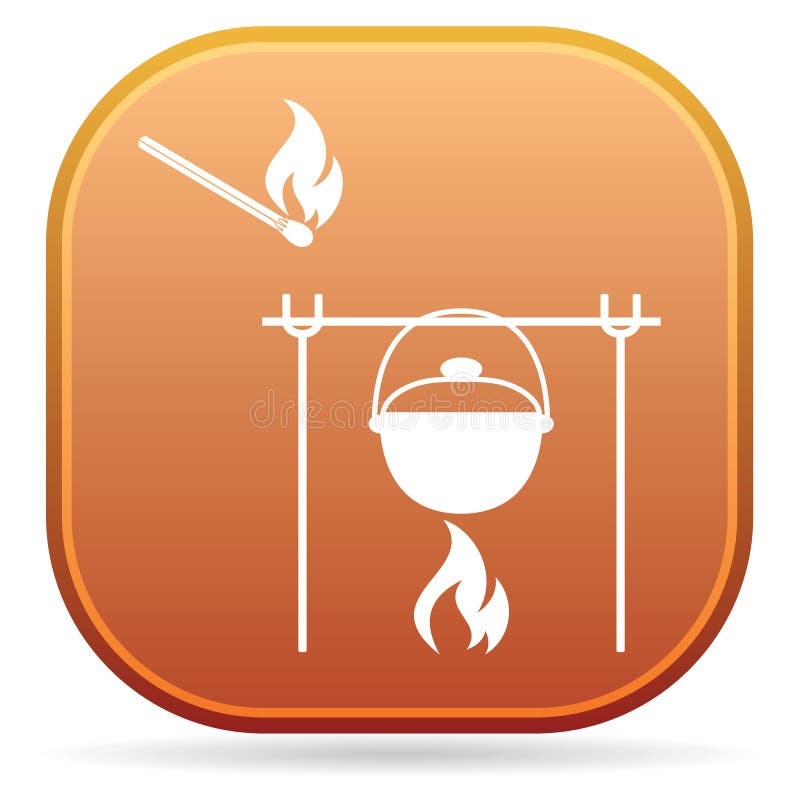 Fire and pot icon stock vector. Illustration of utensil - 130577764