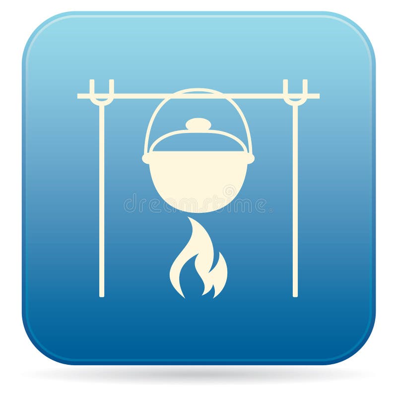 Fire and pot icon stock vector. Illustration of vector - 112810853