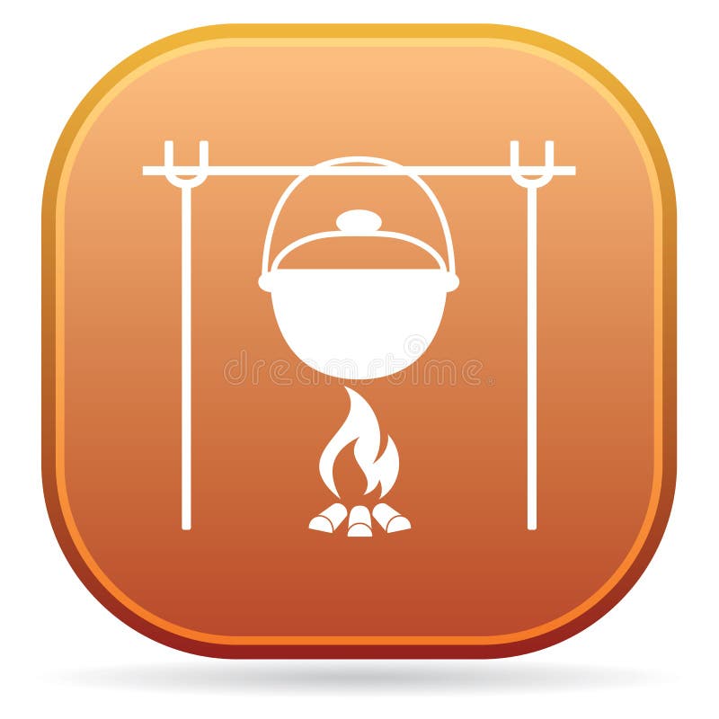 Fire and pot icon stock vector. Illustration of icon - 128361917