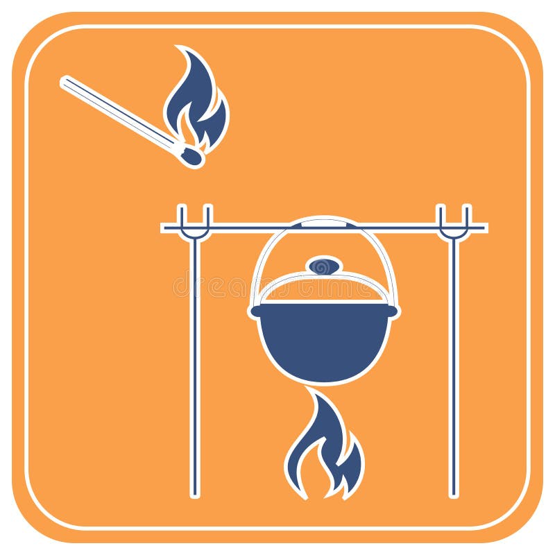 Fire and pot icon stock vector. Illustration of cook - 151023897