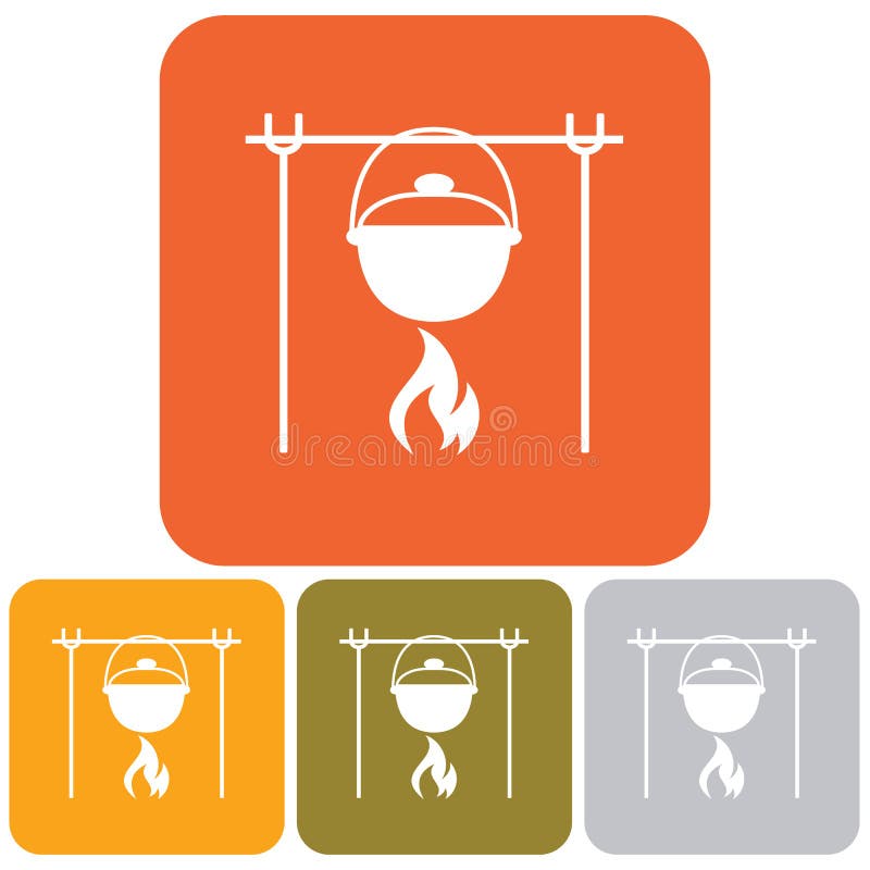 Fire and pot icon stock vector. Illustration of barbecue - 89436870
