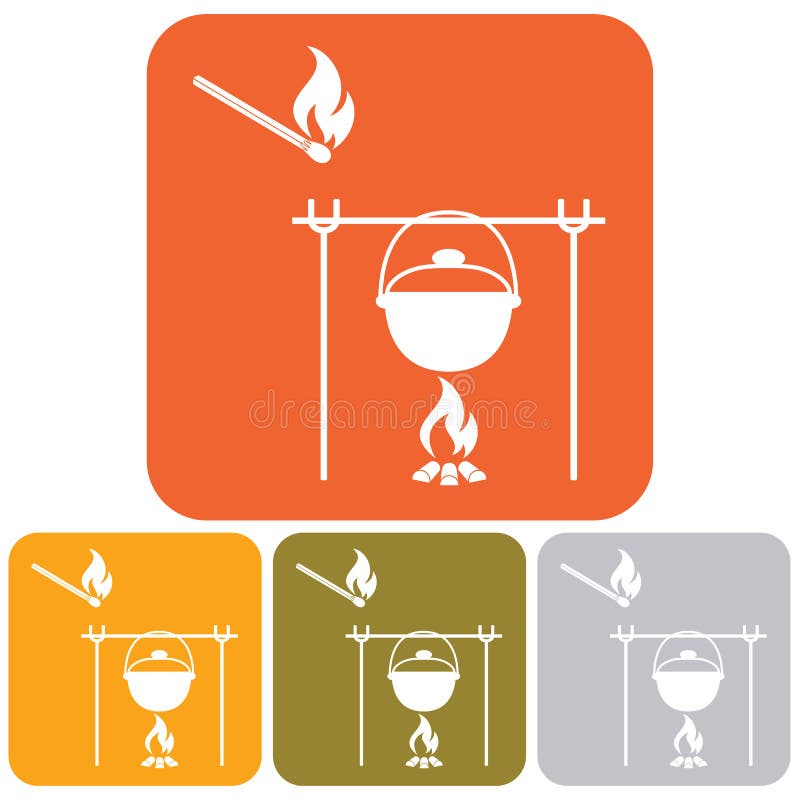 Fire and pot icon stock vector. Illustration of utensil - 89437098