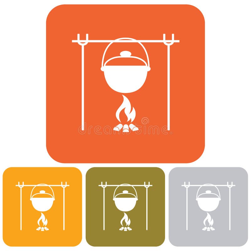 Fire and pot icon stock vector. Illustration of symbol - 89791106