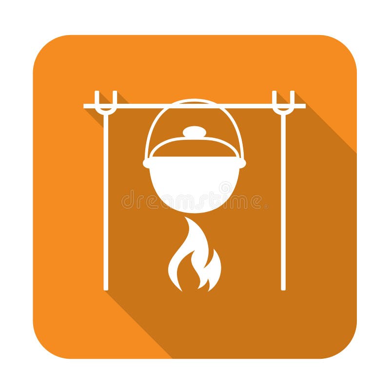 Fire and pot icon stock vector. Illustration of symbol - 90273446