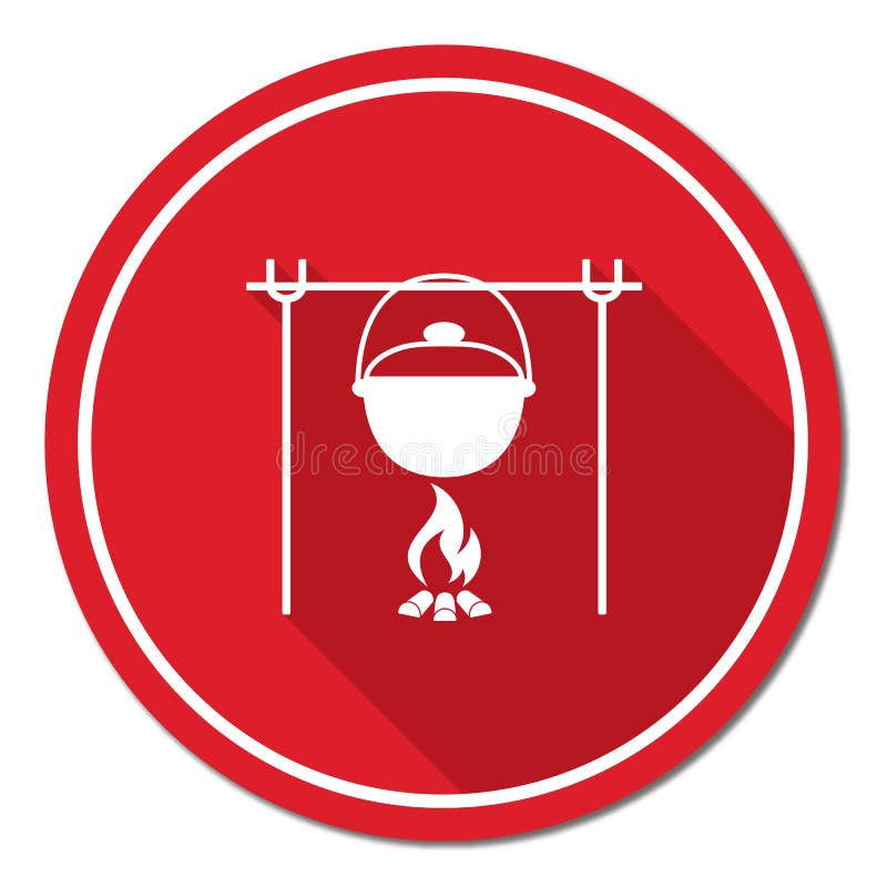 Fire and pot icon stock vector. Illustration of summer - 94549469