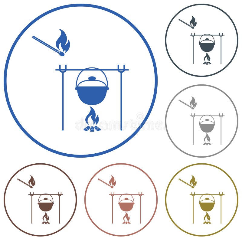Fire and pot icon stock vector. Illustration of fire - 97421115