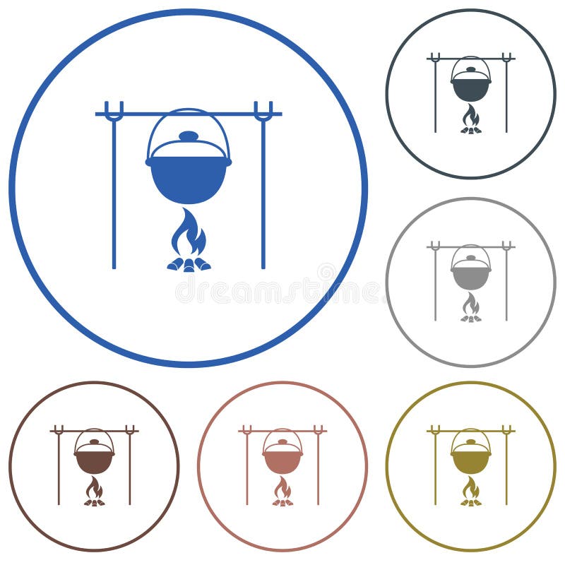 Fire and pot icon stock vector. Illustration of coal - 97813391