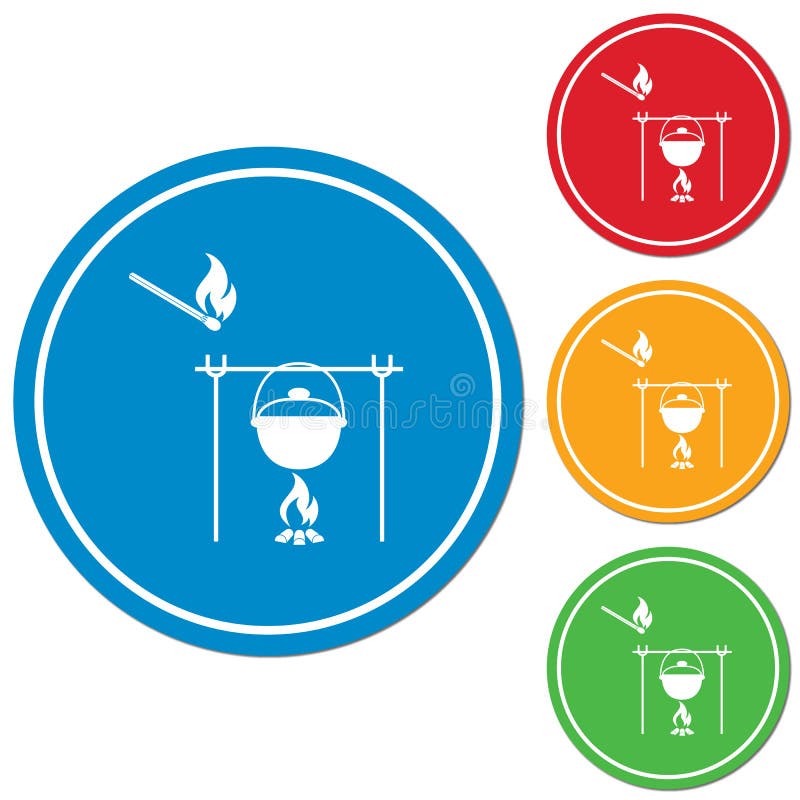 Fire and pot icon stock vector. Illustration of food - 98687361