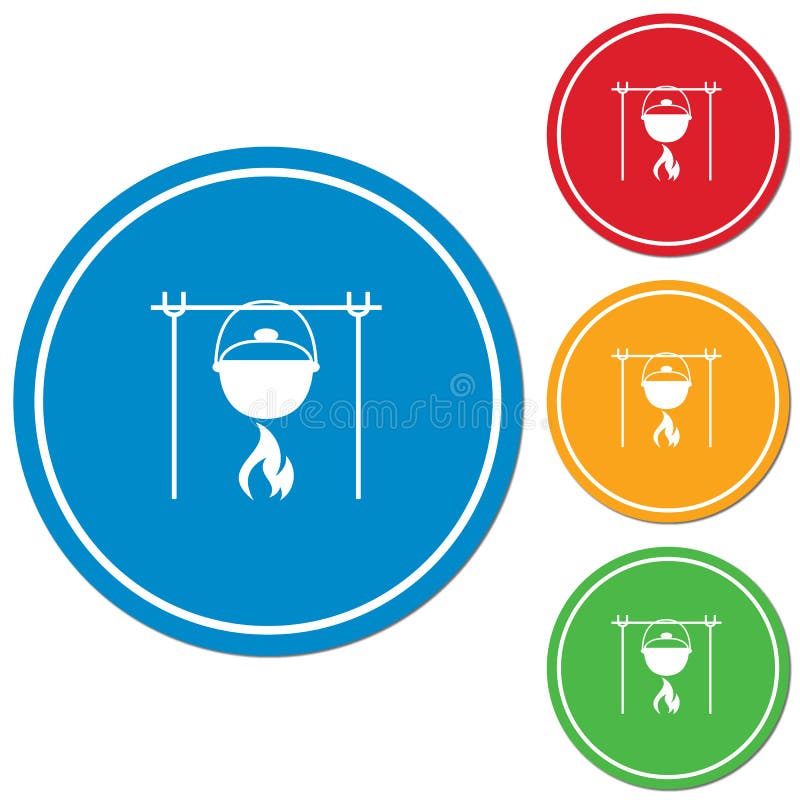 Fire and pot icon stock vector. Illustration of summer - 98687380