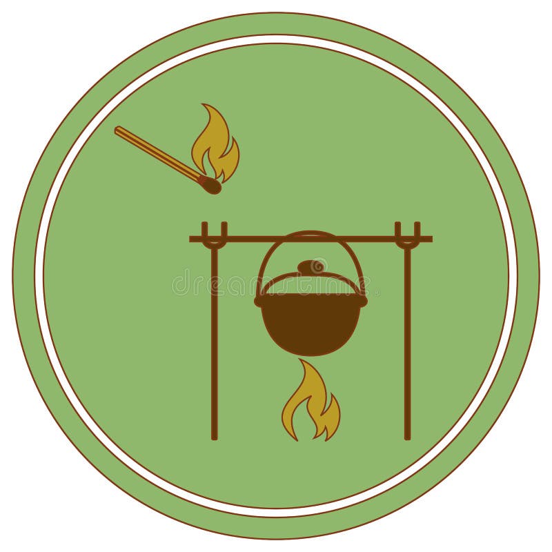 Fire and pot icon stock vector. Illustration of charcoal - 128772453
