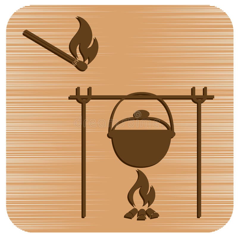 Fire and pot icon stock vector. Illustration of grilled - 133608091