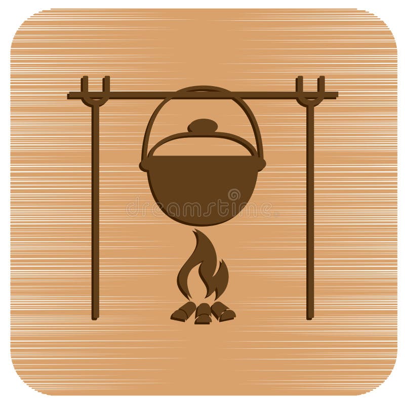 Fire and pot icon stock vector. Illustration of summer - 134527899